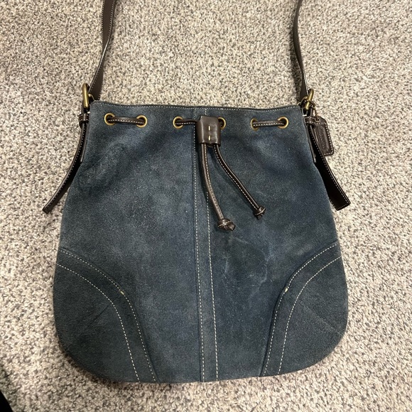 Coach | Bags | Authentic Coach Blue Suede Crossbody | Poshmark